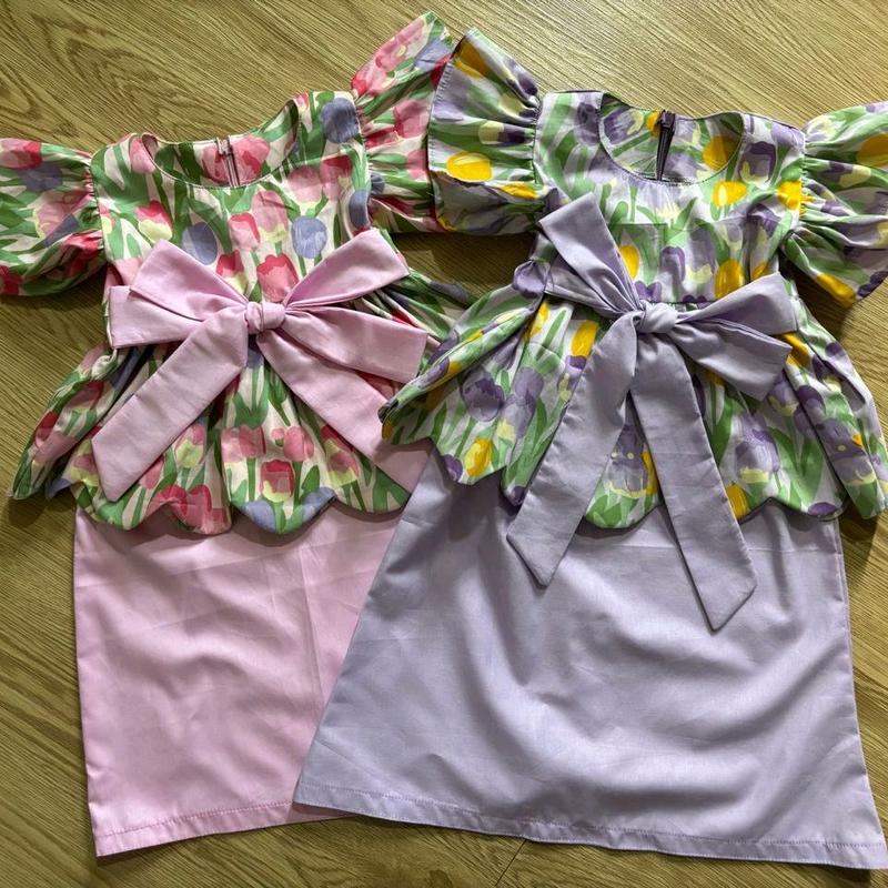 Bunga tulip baju raya budak peplum scallops - TikTok Shop Malaysia