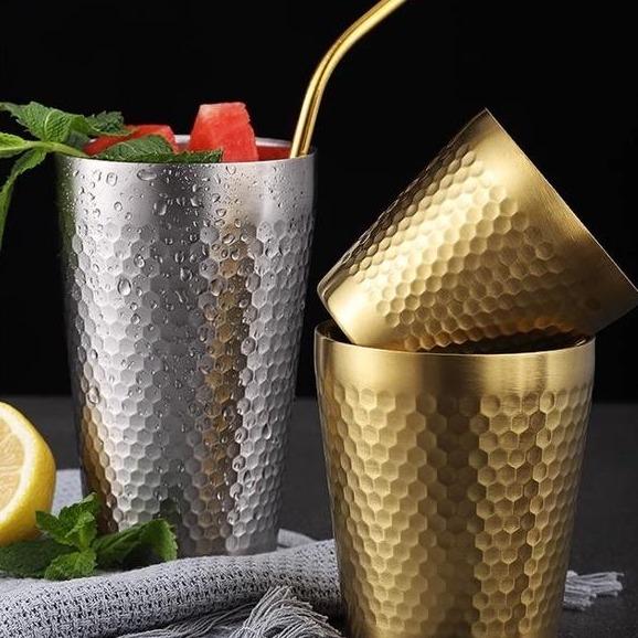 Cawan Gelas Stainless Steel Warna Emas Korea Gold Cup Mug Keluli ...