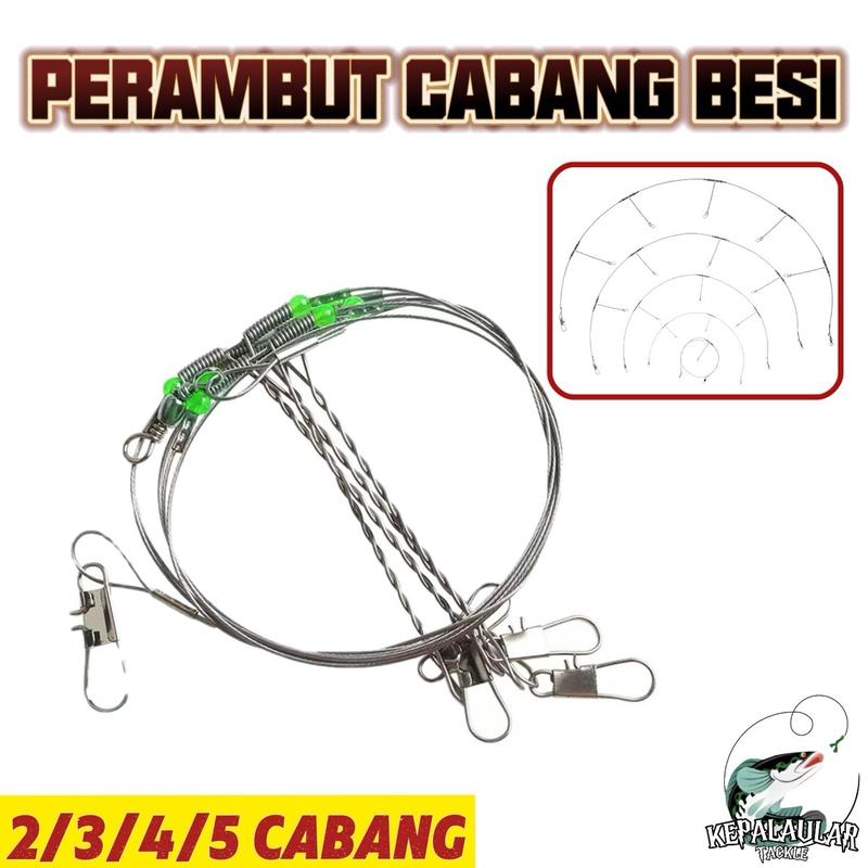 【KUS TACKLE】 Stainless Steel Perambut Cabang Besi 2/3/4/5 cabang ...