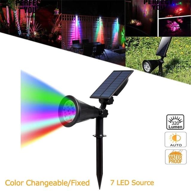 7LED Solar Lawn Lights, Super Bright Waterproof RGB Tree Spotlights ...