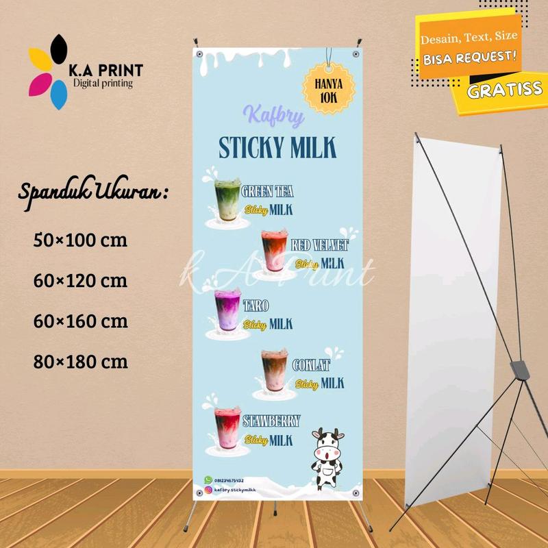 Spanduk Custom MMT Sticky Milk enak 2 model biru pink 60×16 - Shop ...