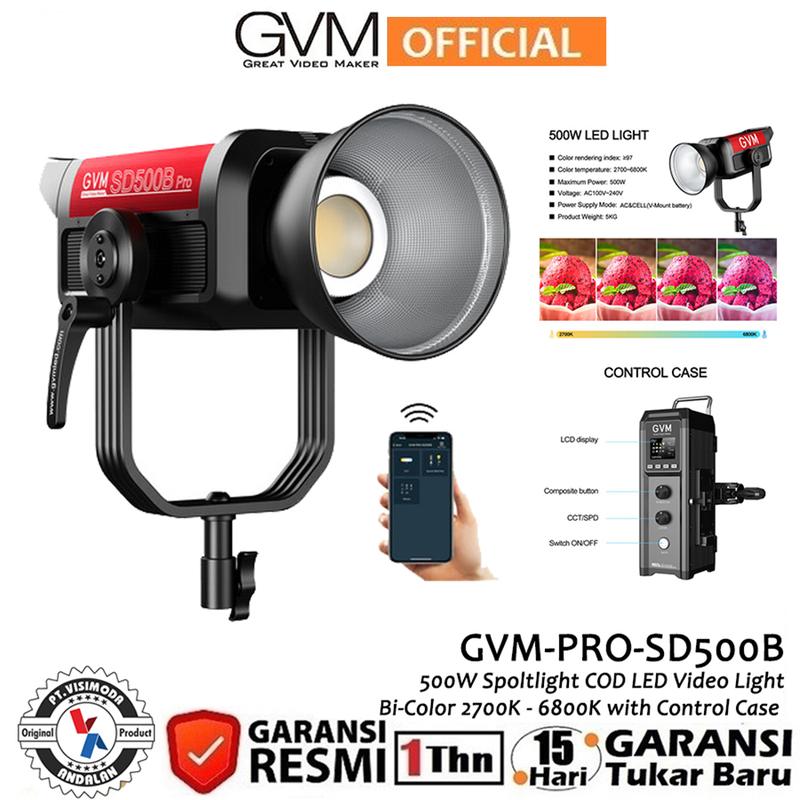 GVM PRO SD500B 500W LED Video COB Spotlight Bi-Color 2700 - 6800K ...