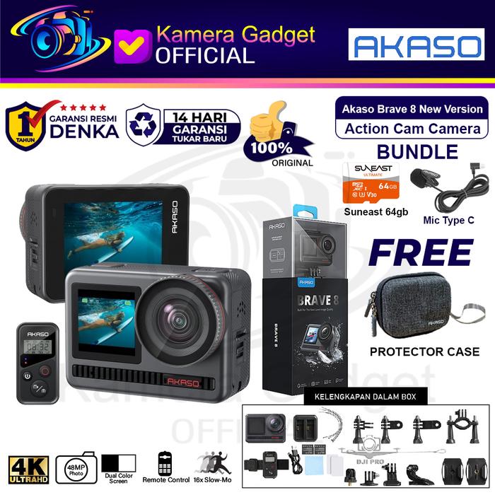 Promo Akaso Brave 8 New Version 4K 60FPS 48MP WiFi Action Cam Camera ...