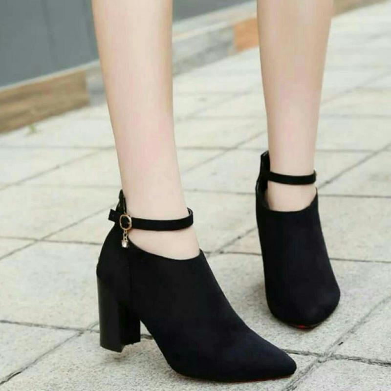 sepatu heels boots wanita fashion korea Shoes Hitam - Shop | Tokopedia