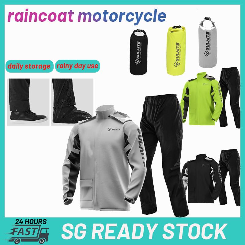 Sulaite Motorcycle Raincoat Full Body Waterproof Suit with Integrated ...