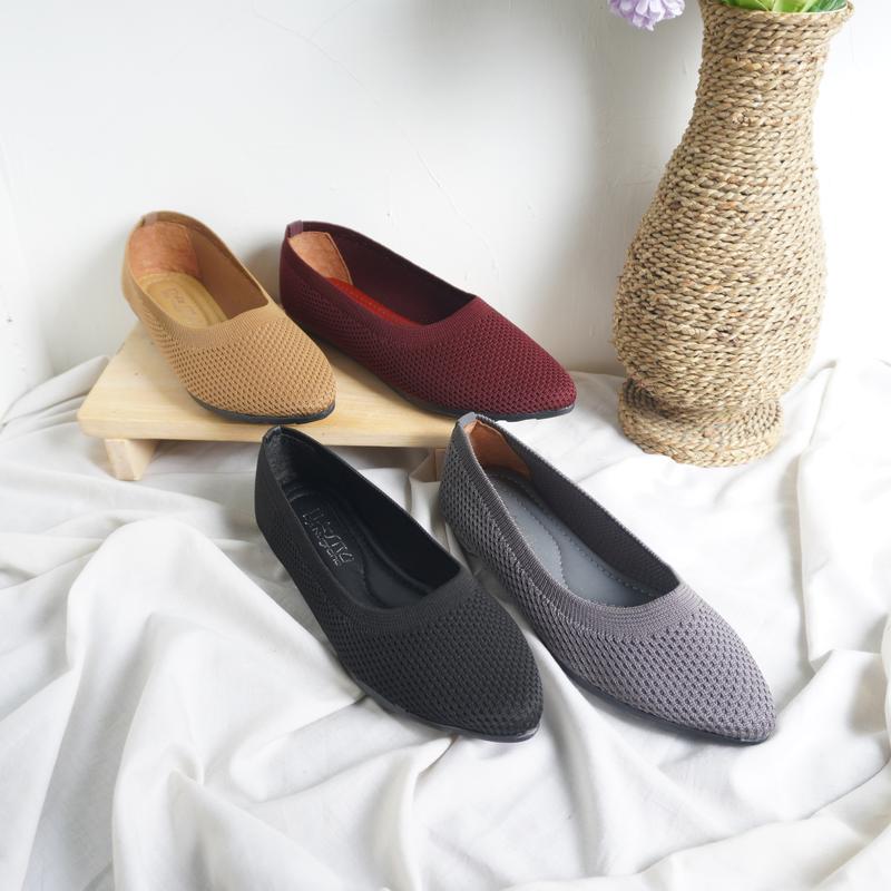 Sepatu Flatshoes pansus rajut wanita Premium Empuk Elastis Karet - Shop ...