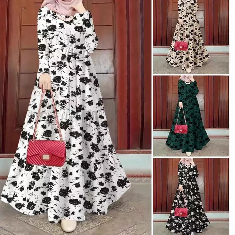 Pakaian Wanita Saiz Besar, Gaya Muslim, Rekaan Bunga, Jubah Elegan ...