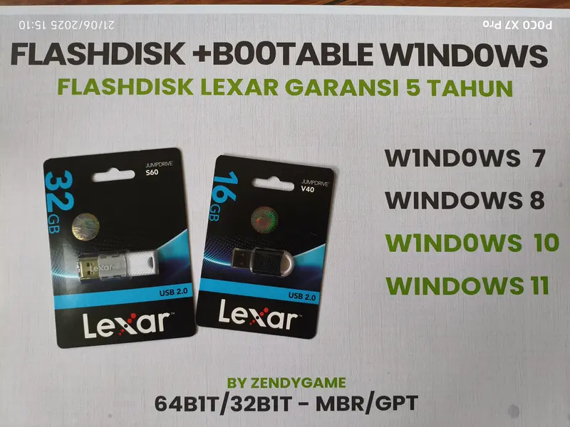 FLASHDISK LEXAR 64GB + WINDOWS 11 PRO | FLASH DISK BOOTABLE WINDOWS ...
