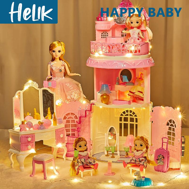 Mainan Princess Rumah Koper dengan Boneka Lampu Mainan Rumah Kastil ...