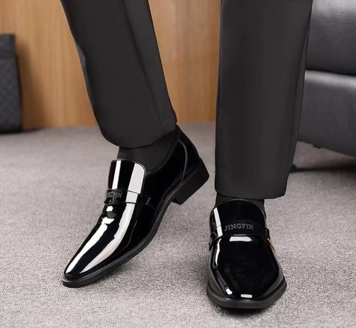 2026 New korean style fashion bright leather pointed casual business ...