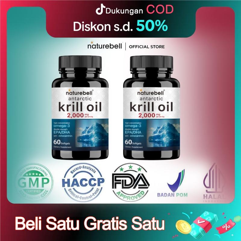 Beli Satu Gratis Satu--NATUREBELL Minyak Krill 2000mg: 2000mg Minyak ...