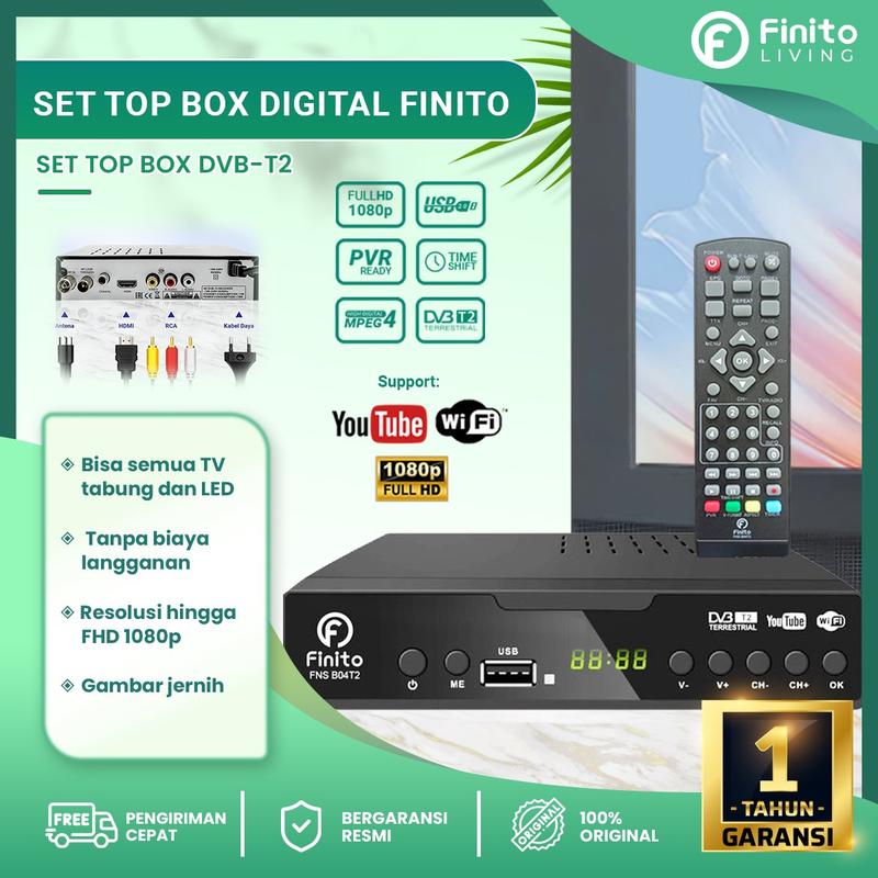 Set Top Box TV Digital Finito Receiver STB DVB T2 / Untuk TV TABUNG/LED ...