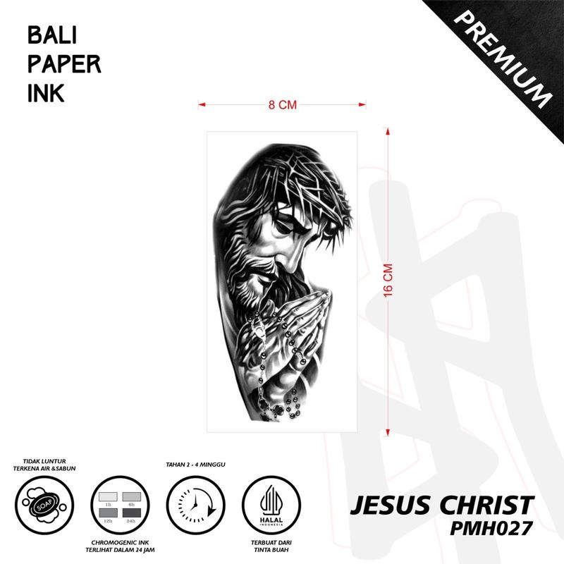 Tato Jesus Christ PMH027 Premium Temporary Stiker Tato By Bali Paper ...