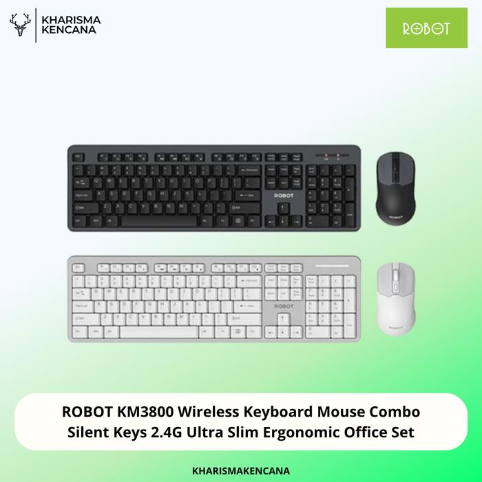 Jual ROBOT KM3800 Wireless Keyboard Mouse Combo Silent Keys 2.4G Ultra ...