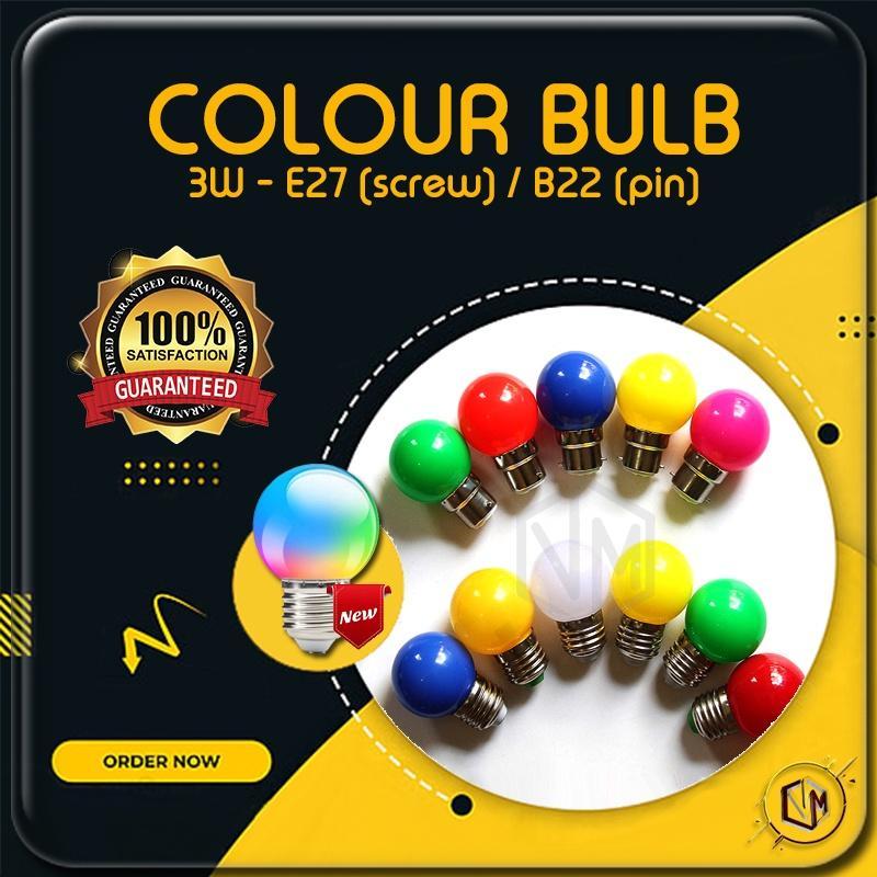 Mini Light Color Bulb E27 B22 Mentol Raya Warna Warni LED Multi ...