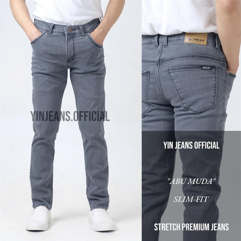 THREE RYN - Celana Jeans Pria Bahan Stretch Panjang Slim Fit - Shop ...