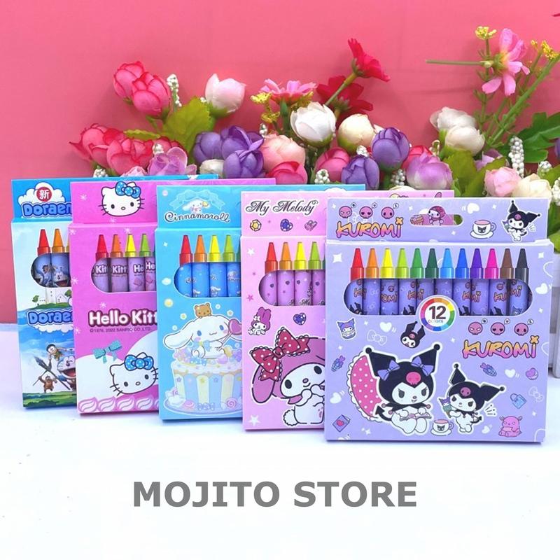 KRAYON ISI 12 WARNA KUROMI MELODY CINAMOROLL CRAYON - Shop | Tokopedia