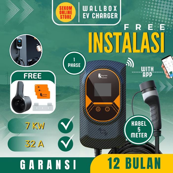 Promo FEYREE Wallbox Wall Charger Mobil Listrik EV Fast Charging 7KW ...