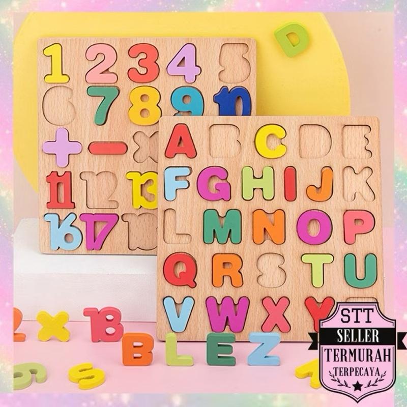 Puzzle Anak Mainan Edukasi Anak Bayi Perempuan Laki ABC/Nomor/Grafis ...
