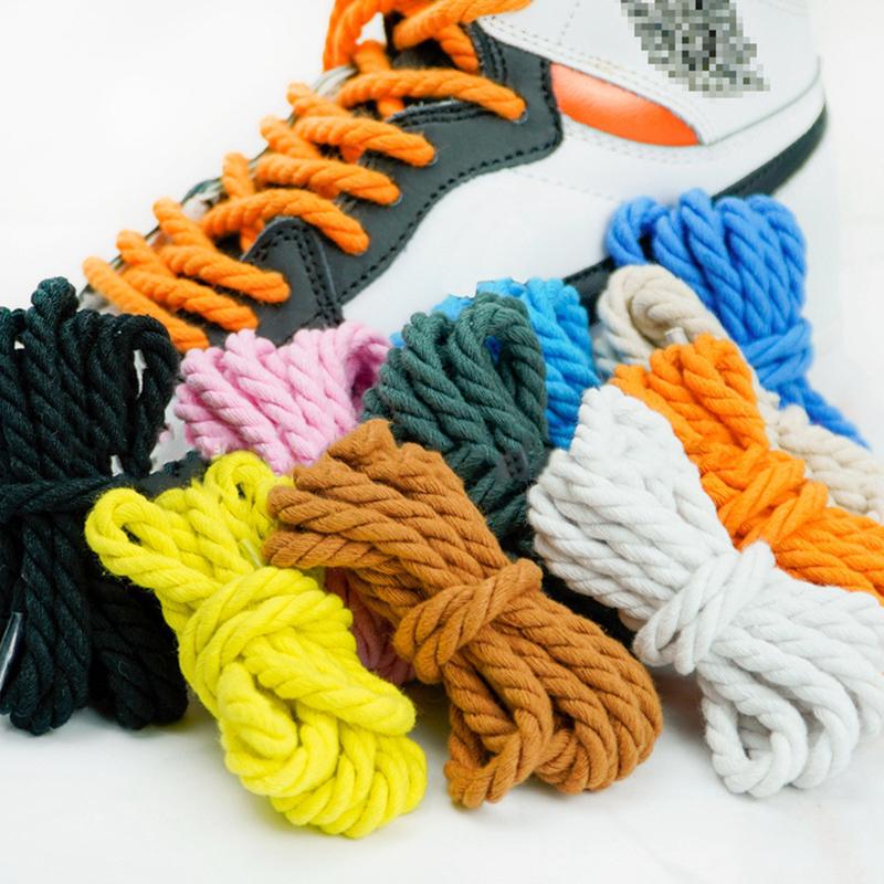 1 Pair Thick Hemp Rope Shoelaces Strings Elastic Solid Unbreakable ...