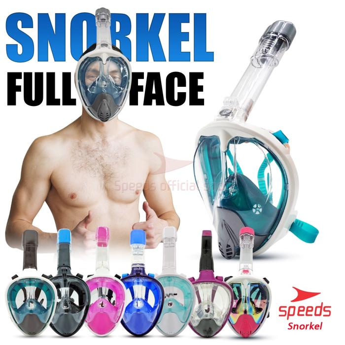 Promo SPEEDS Snorkling Masker Snorkel Diving Mask Full Face Tali Karet ...