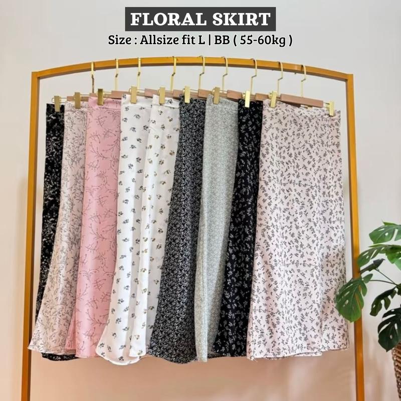ROK MOTIF KOREAN STYLE / ROK A LINE HIGHWAIST / ROK MOTIF BUNGA FLORAL ...