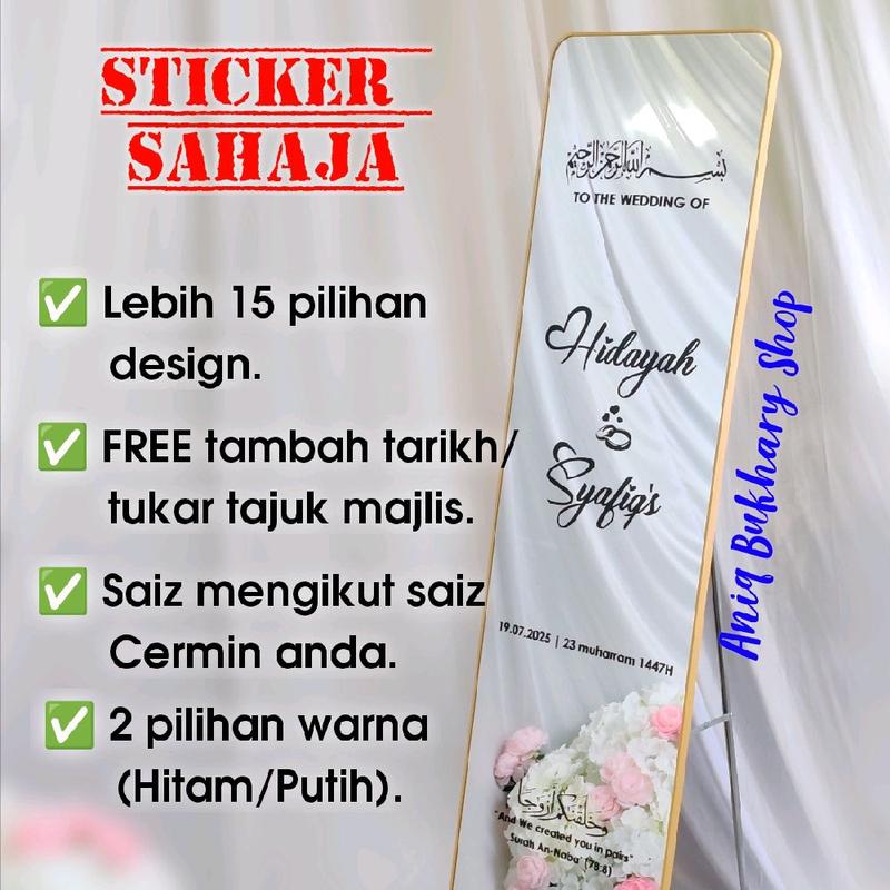 [SIAP DALAM 48 JAM] STICKER WELCOME BOARD CERMIN PANJANG KAHWIN/TUNANG ...