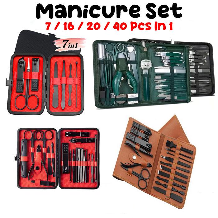 40 pcs / 20 pcs / 16 pcs / 7 pcs dalam 1 Set Manicure Set Gunting ...
