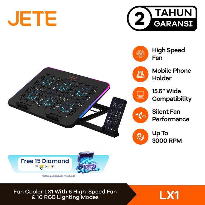 Promo Cooling pad JETE LX1 pendingin Laptop notebook cooler gaming RGB ...