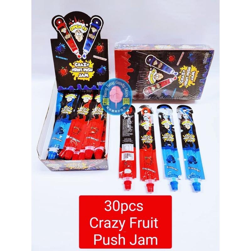 30pcs Crazy Fruit Push Jam Blueberry / Strawberry Flavor (±20gX30pcs ...