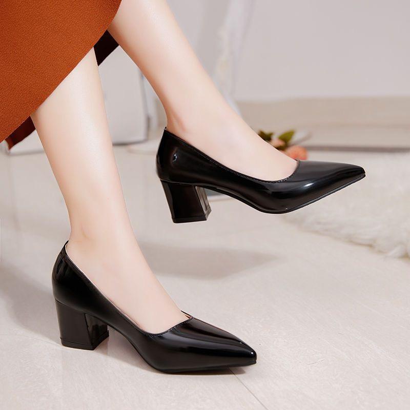 Black leather/shiny pointed elegant anti slip high heels for - TikTok ...
