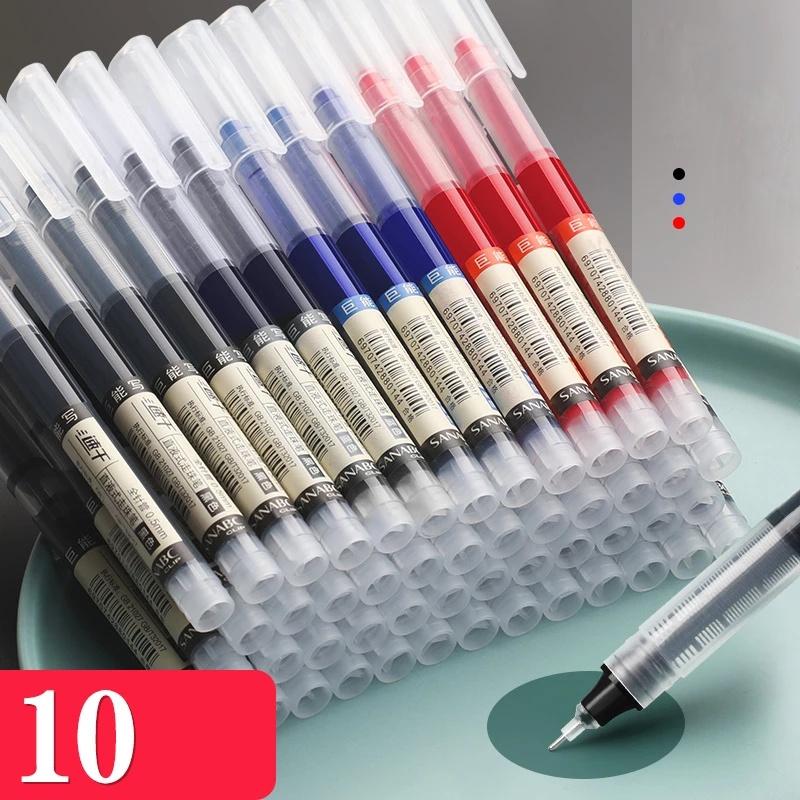 Pen Lurus Ballpoint, 5 / 10pcs, 0.5 Mm, Dakwat Hitam dan Biru, - TikTok ...