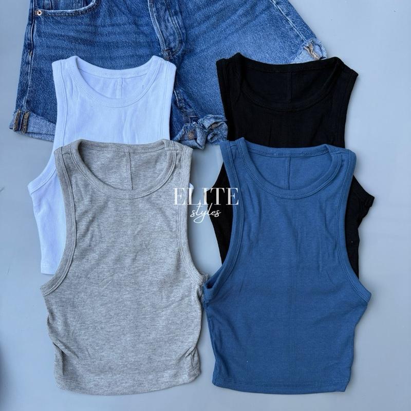 Racerback Crop top Cotton Ribbed Plain Tank Top - TikTok Shop Philippines