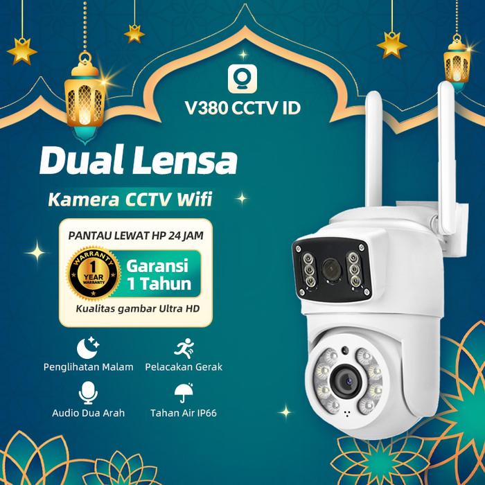 Promo [WiFi CCTV] V380 G5A di luar ruang Outdoor Dual Lens CCTV Camera ...