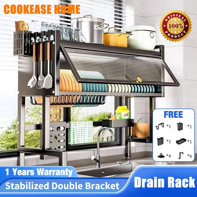 COOKEASE Storage Dustproof Dish Rack Organizer With Cabinet Over ...