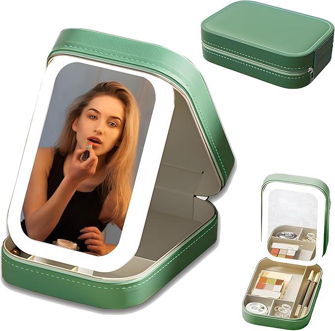 Smart LED Mirror Makeup Storage Box Travel Makeup Case Cosmetic ...