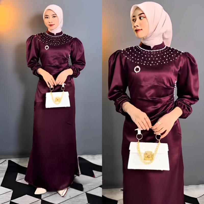 Seragam Bridesmaid Vina Dress Ootd Kondangan Pesta Wisuda Burgundy ...