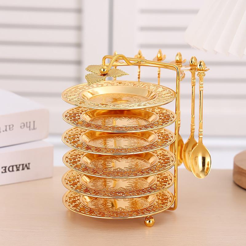 Piring Set With Stand Emas Dessert Permen Kurma Buah Kue Piring - Shop ...