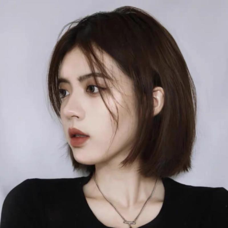 Ladies Wig Short Hair Bobo Head Middle Point No Bangs Studen - TikTok ...