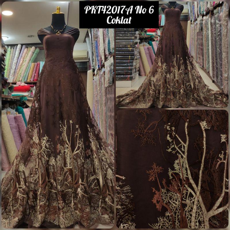 Kain Tile Brokat Akar Etnik Premium Two Tone PKT42017A No 6 Coklat ...