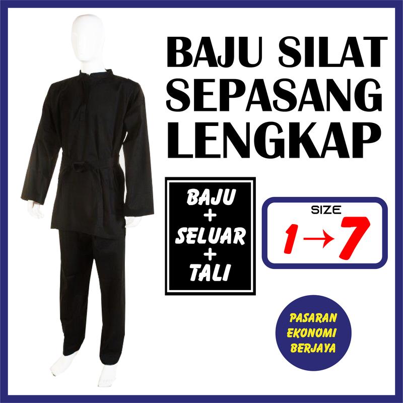 BAJU SILAT SEPASANG LENGKAP SET BERKUALITI SILAT HITAM UNIFORM MARTIAL ...