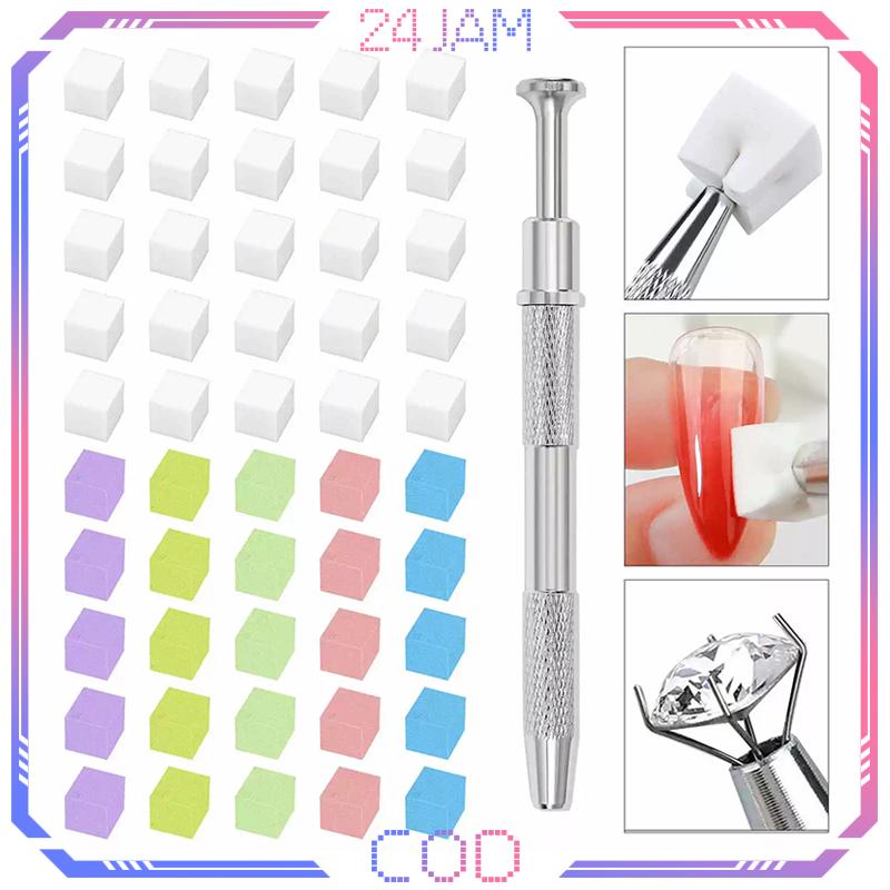 100pcs Spons Kuku Ombre Persegi + Alat Penjepit Grabber Multifungsi ...