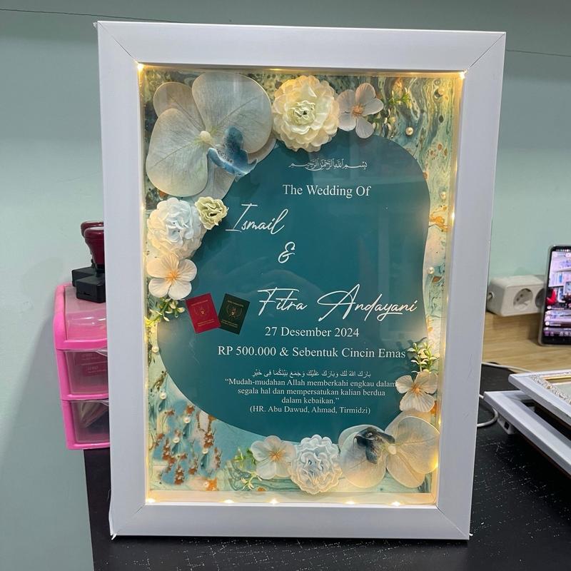 Bingkai Mahar Pernikahan semi resin art tetes air anggrek elegan - Shop ...