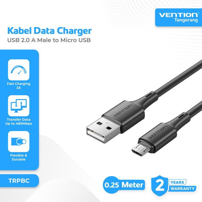 Jual Vention Kabel Data Charger USB 2.0 A Male to Micro USB Fast ...