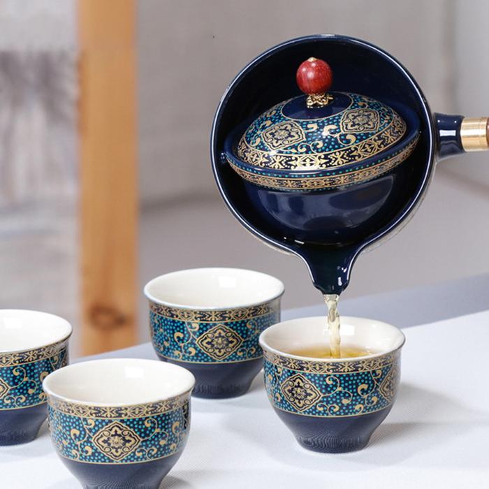 Jual Chinese Gongfu Kung Fu Tea Set 360 Rotating Teapot Ceramic Tea ...