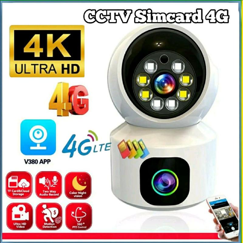 CAMERA CCTV SIM-CARD 4G DUAL LENS,8MP APLIKASI V380 AUTO TRACKING ...