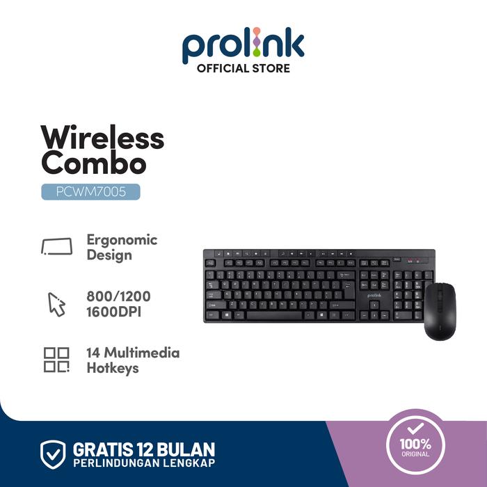 Promo Prolink Wireless Multimedia Keyboard Combo Full length l Optical ...