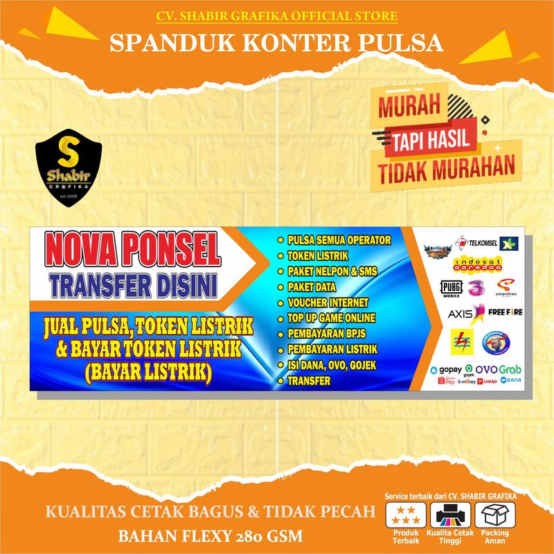 SPANDUK PLANK MEREK KONTER PULSA UK 100 x 50 cm Bahan Flexy 280gram ...