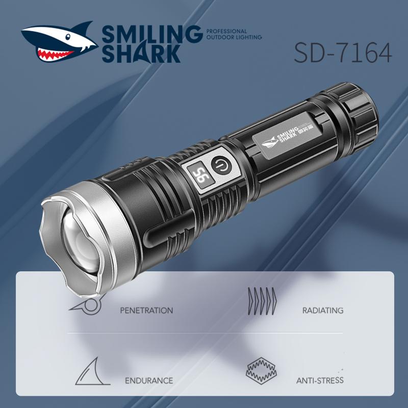 【SD-7164】Smiling Shark multifunctional flashlight, three -gear - TikTok ...