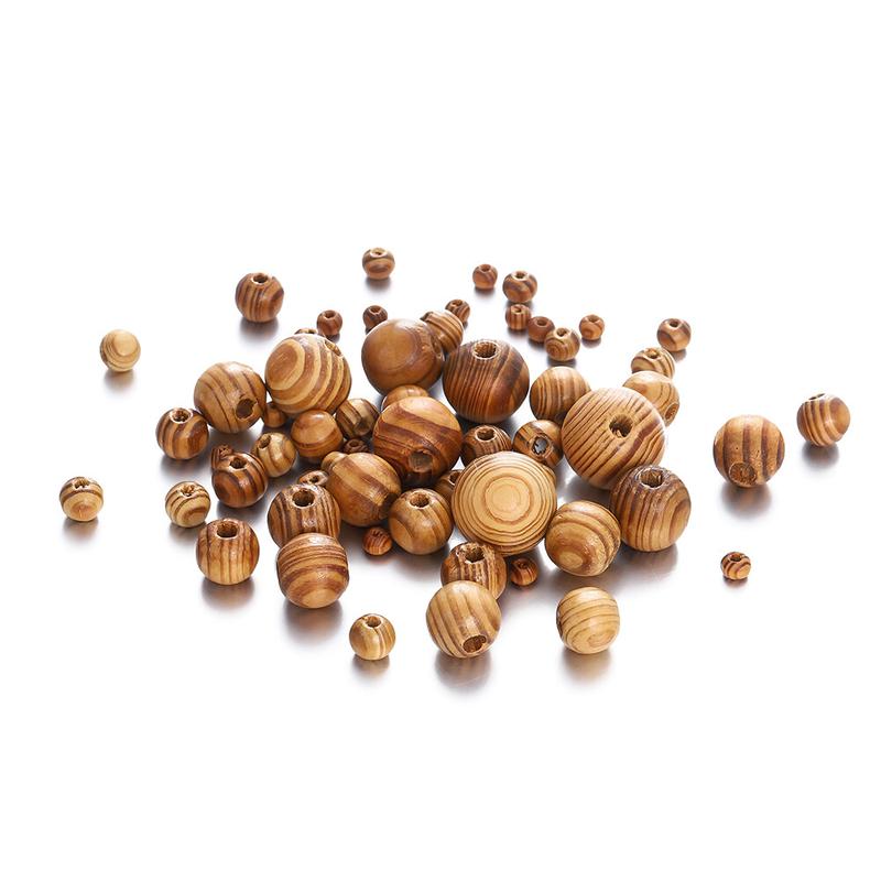 Manik Kayu Bulat, St.kunkka, 5-100pcs, 6-23mm, Manik Maple Garisan ...